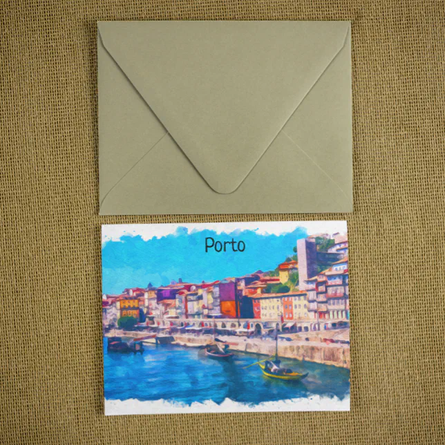 Beautiful Porto Portugal Panorama View Watercolor Postcard | Zazzle