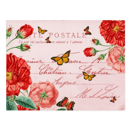 Beautiful postcard with flowers and butterflies | Zazzle.com