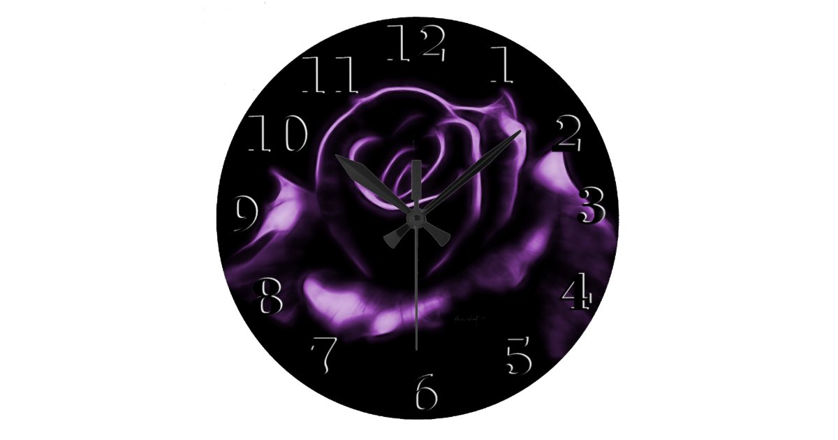 Beautiful Purple Rose Large Clock | Zazzle.com
