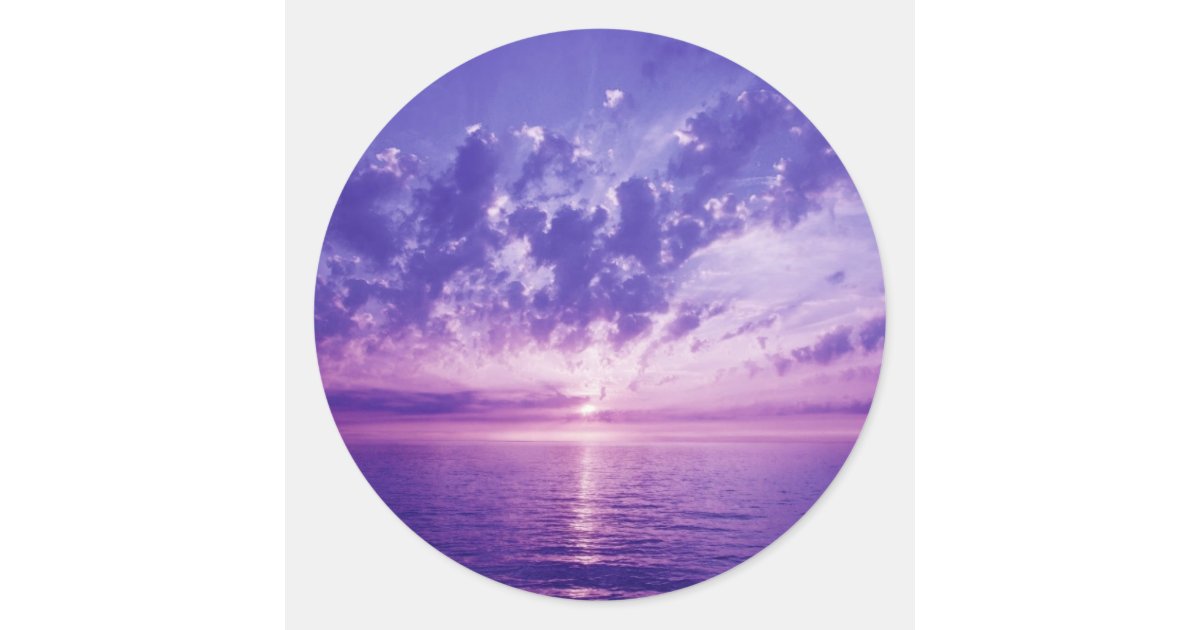 Beautiful purple sunset classic round sticker | Zazzle