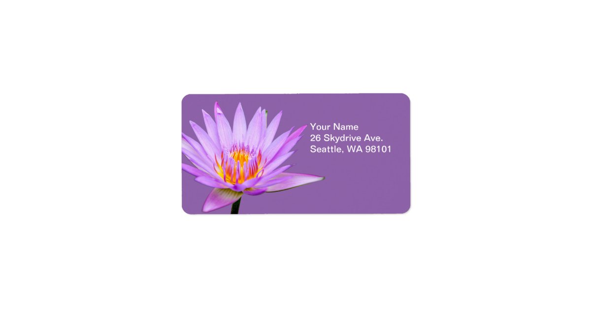 Beautiful Purple Water Lily Label | Zazzle