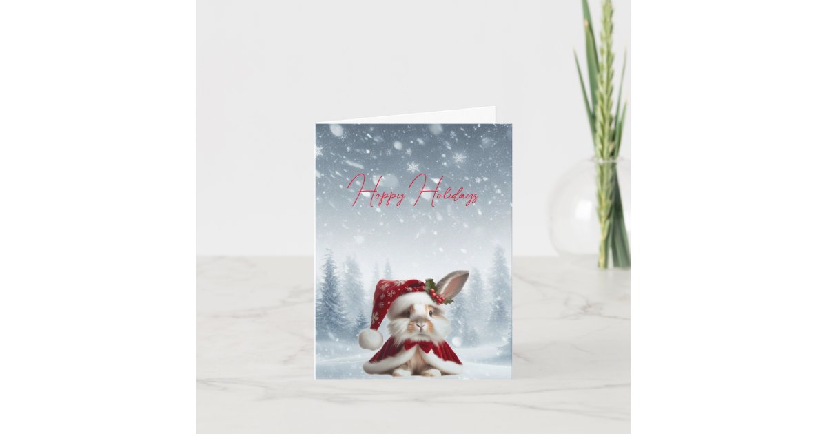 Beautiful Rabbit Christmas Card | Zazzle