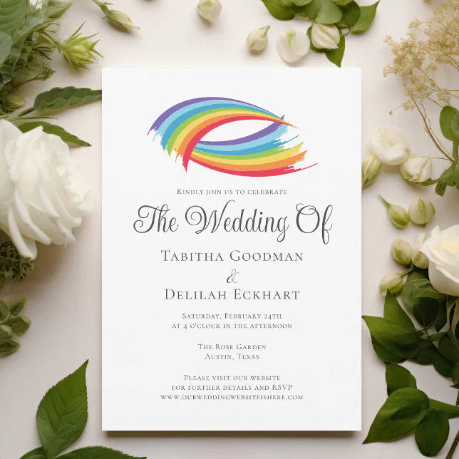 Beautiful Rainbow Abstract Arc The Wedding Of Invitation | Zazzle