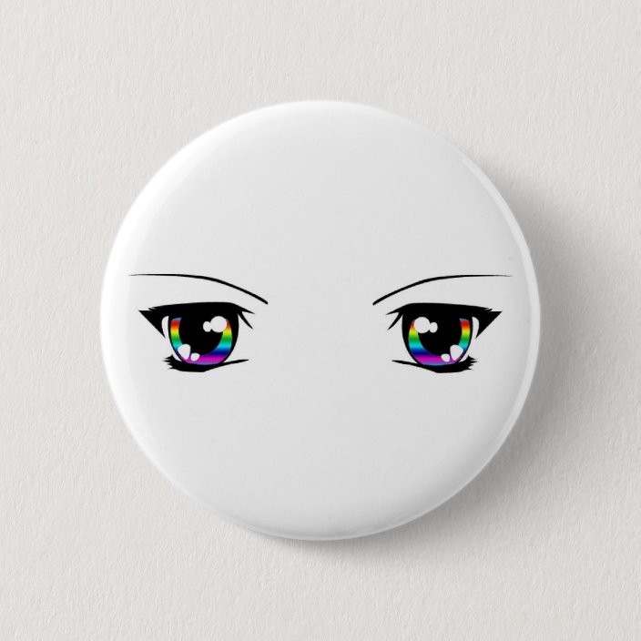 Beautiful Rainbow "anime eyes" badge Button | Zazzle.com