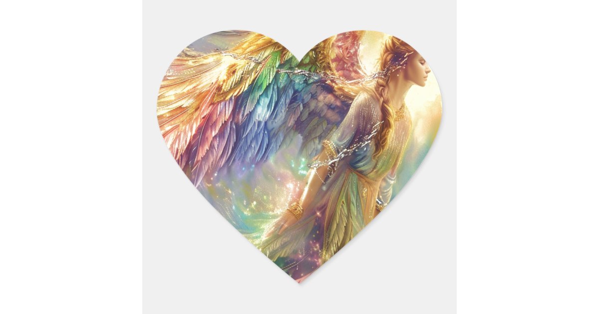 Beautiful Rainbow Guardian Angel Sticker | Zazzle