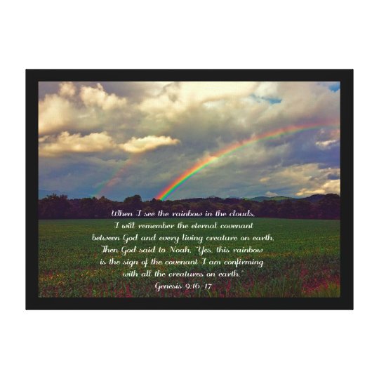 Beautiful Rainbow with Bible Verse Canvas Print | Zazzle.com