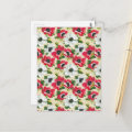 Beautiful red and white poppies on cream yellow postcard | Zazzle