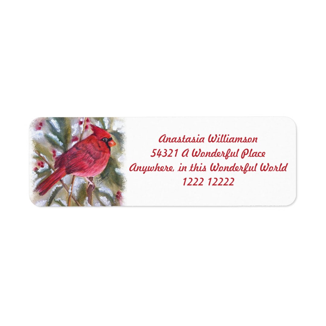 BEAUTIFUL RED CARDINAL BIRD LABEL | Zazzle