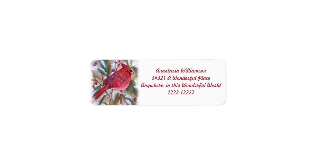 BEAUTIFUL RED CARDINAL BIRD LABEL | Zazzle