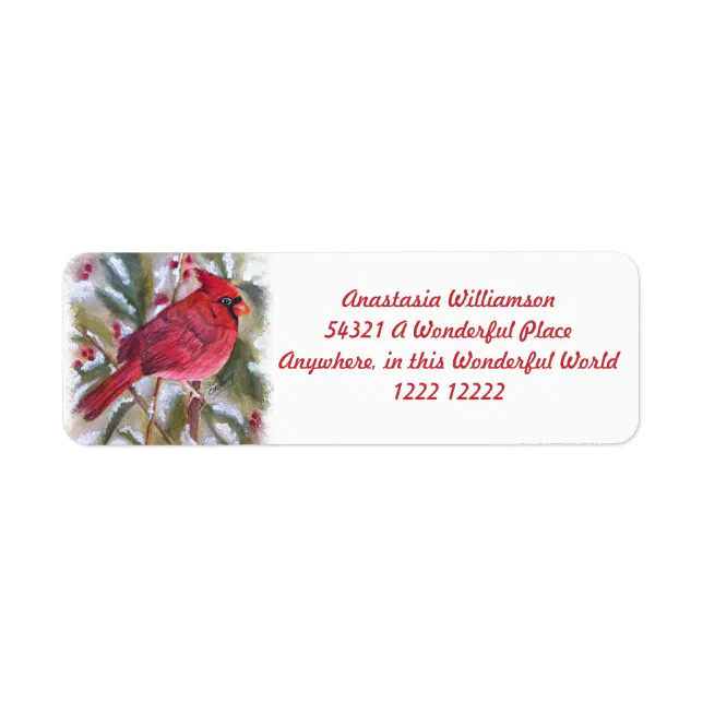 BEAUTIFUL RED CARDINAL BIRD LABEL | Zazzle