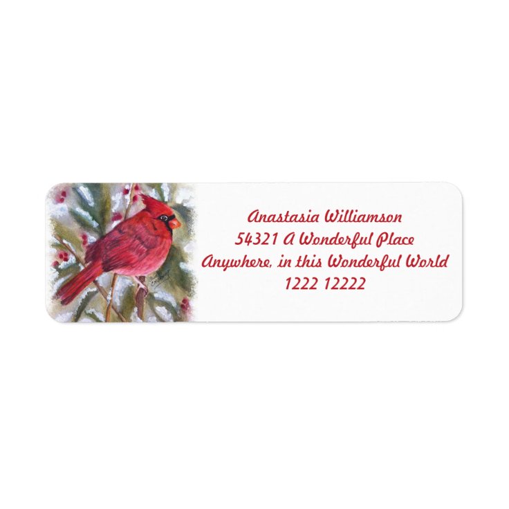 BEAUTIFUL RED CARDINAL BIRD LABEL | Zazzle
