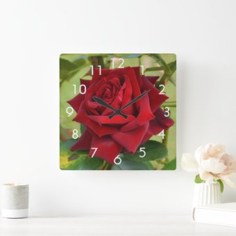 Beautiful Red Rose Wall Clock | Zazzle
