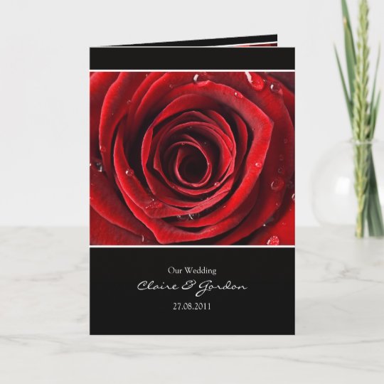 Beautiful Red Rose Wedding Card Invite -Black | Zazzle.com