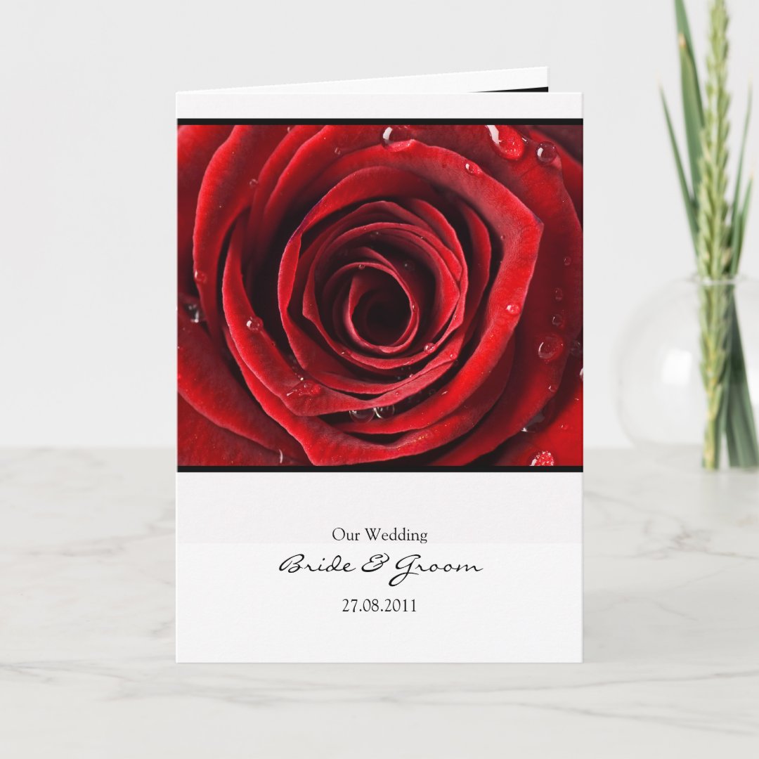 Beautiful Red Rose Wedding Card Invite -White | Zazzle