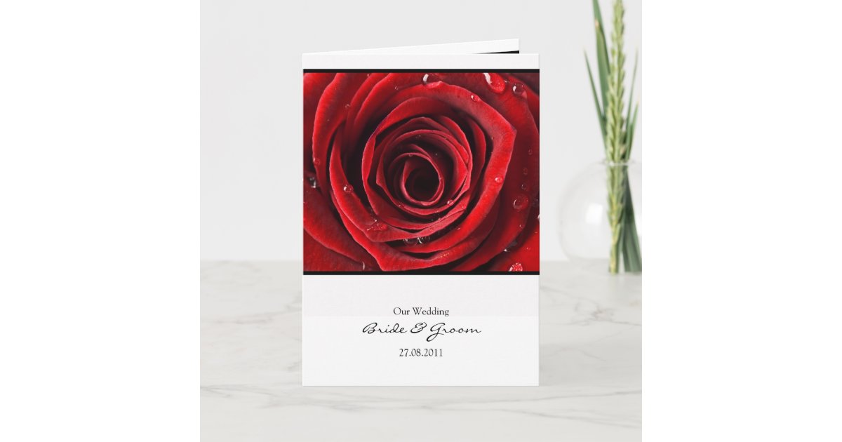 Beautiful Red Rose Wedding Card Invite -White | Zazzle
