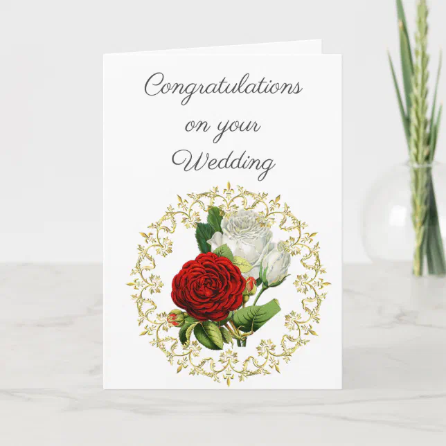 Beautiful Red Rose / Wedding Congratulations Card | Zazzle