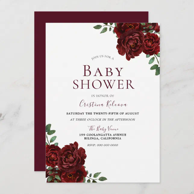 Beautiful Red Roses Romantic Baby Shower Invitation | Zazzle