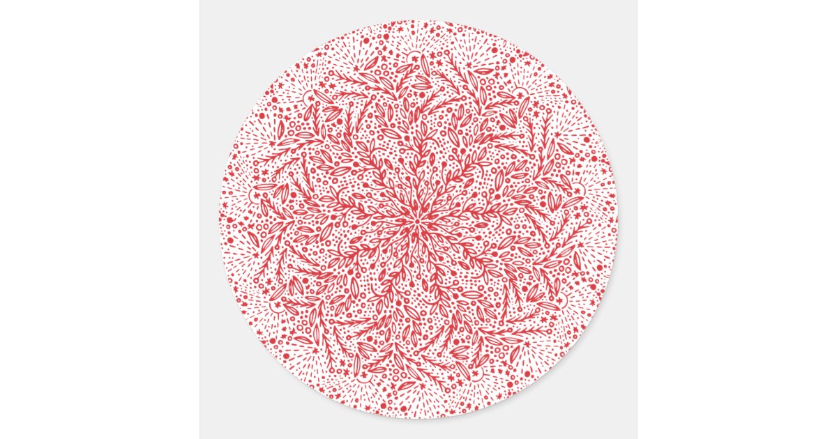 Beautiful Red Star Christmas Holiday Stamp Classic Round Sticker | Zazzle