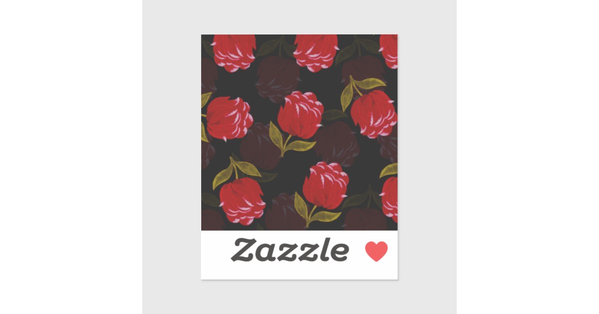 Beautiful Red translucent roses embroidery pattern Sticker | Zazzle