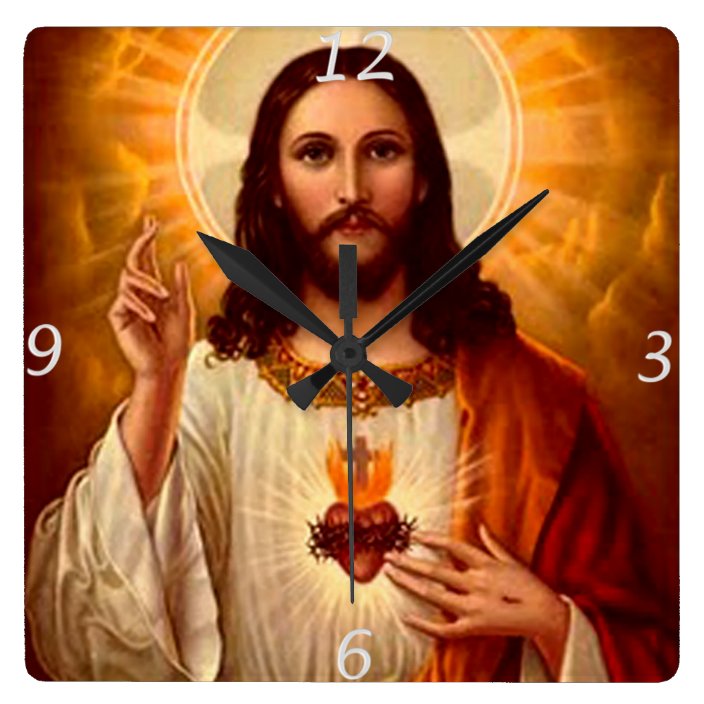 Beautiful religious Sacred Heart of Jesus image Square Wall Clock ...
