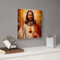 Beautiful religious Sacred Heart of Jesus image Square Wall Clock | Zazzle