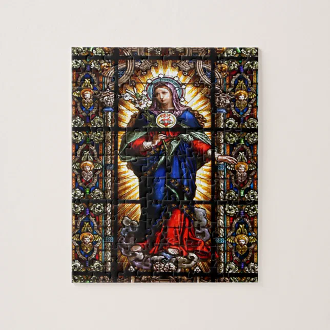 Beautiful Religious Sacred Heart of Virgin Mary Jigsaw Puzzle | Zazzle