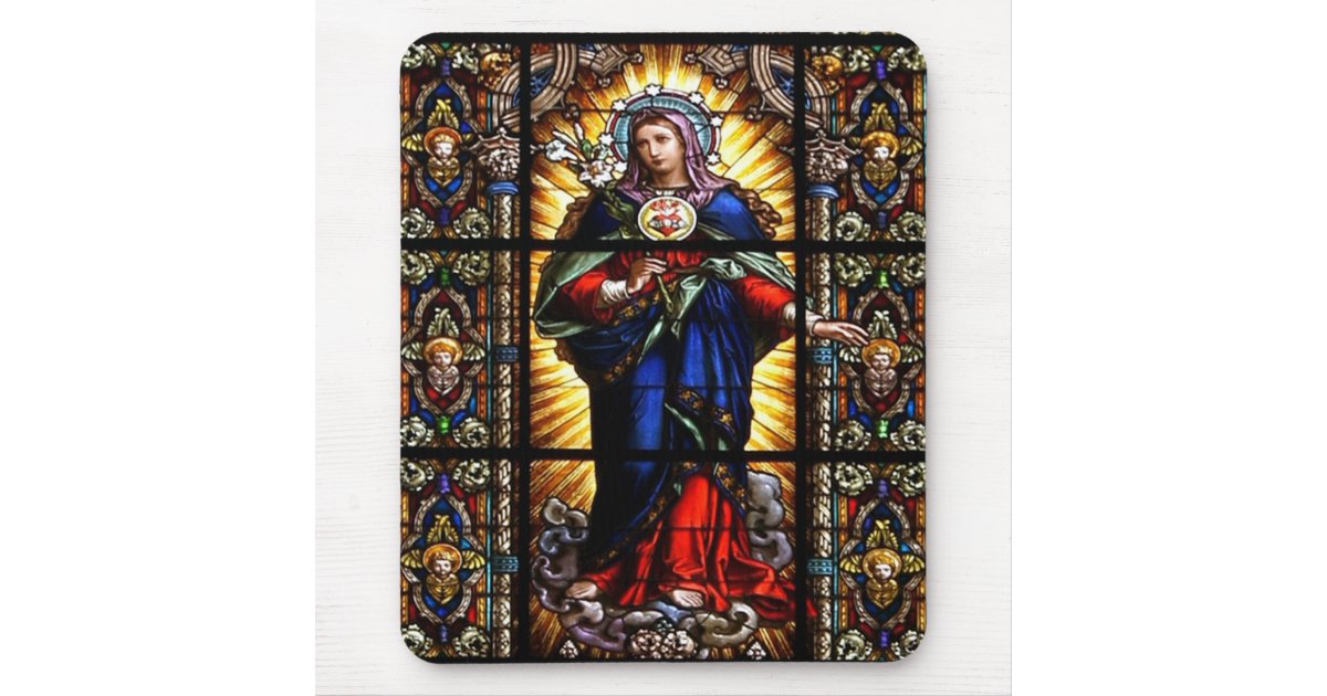 Beautiful Religious Sacred Heart of Virgin Mary Mouse Pad | Zazzle