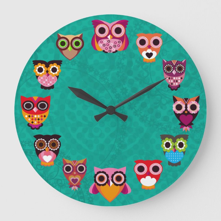 Beautiful Retro Owl Clock | Zazzle