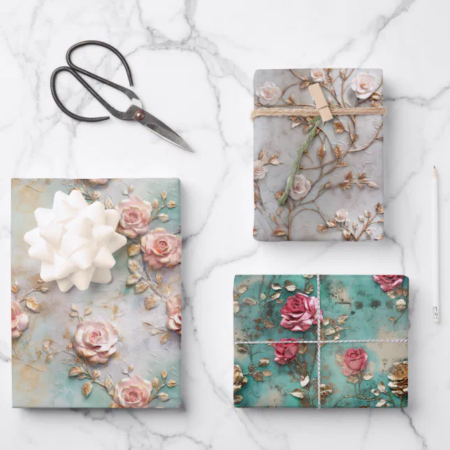 Beautiful Romantic Blush Pink Romantic Roses Wrapping Paper Sheets | Zazzle