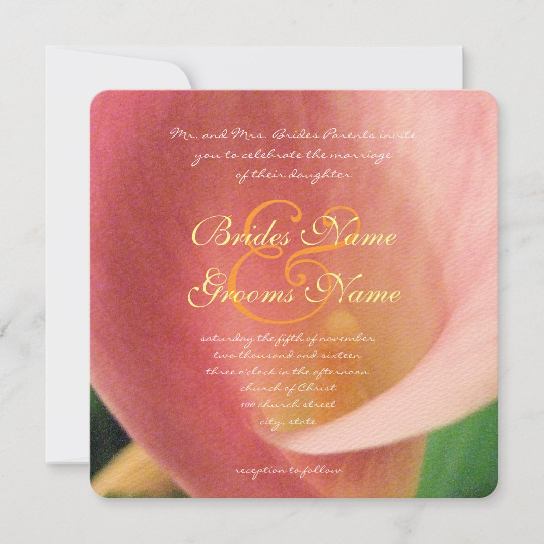 Beautiful Romantic Cala Lily Wedding Invitation | Zazzle