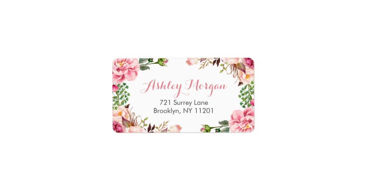 Beautiful Romantic Chic Floral Flowers Label | Zazzle