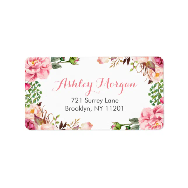 Beautiful Romantic Chic Floral Flowers Label | Zazzle