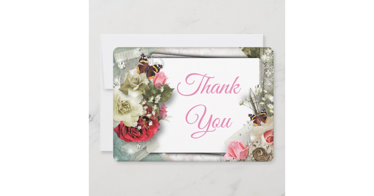Beautiful Rose Thank You Card | Zazzle