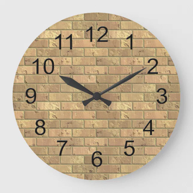Beautiful Rustic Brick wall Texture Large Clock | Zazzle