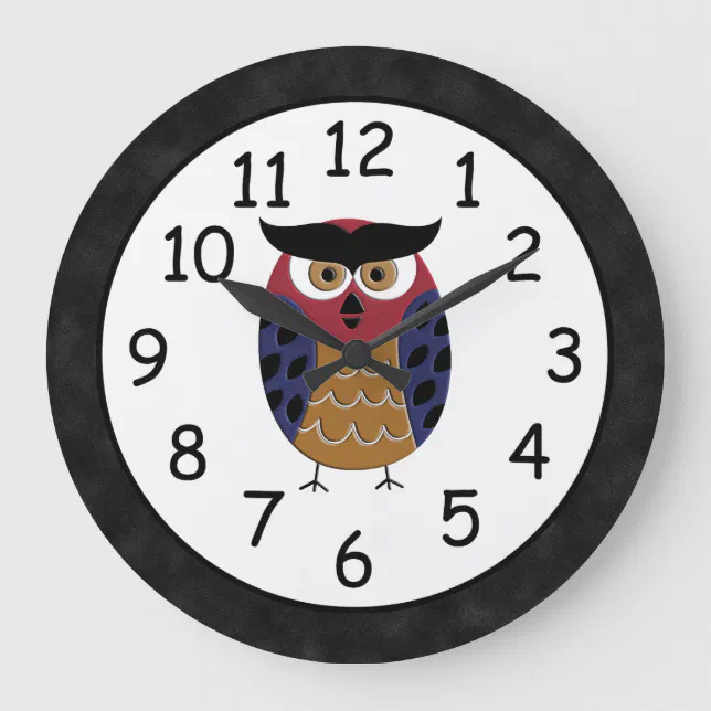 Beautiful Rustic Custom Owl Large Clock | Zazzle