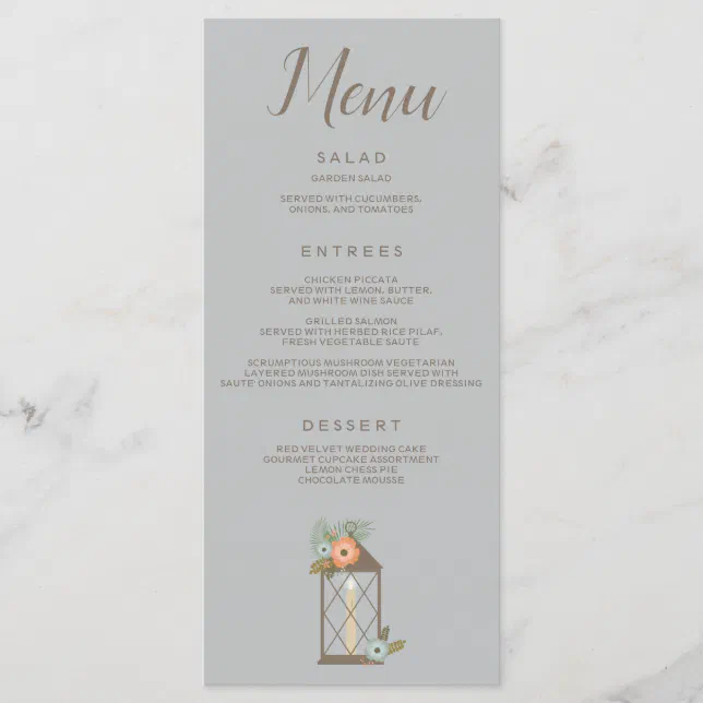 Beautiful Rustic on blue background Menu | Zazzle