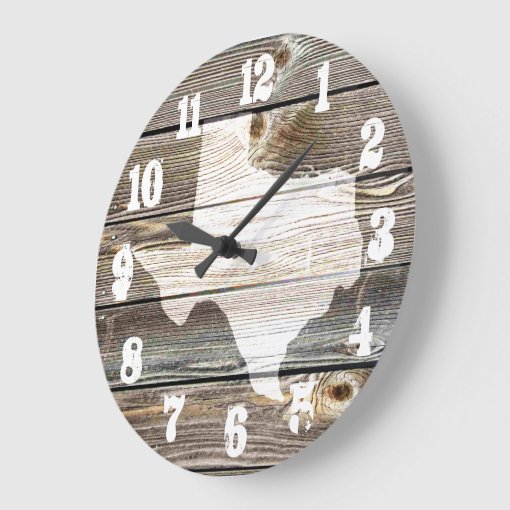 Beautiful Rustic Texas Map Authentic looking wood Large Clock | Zazzle