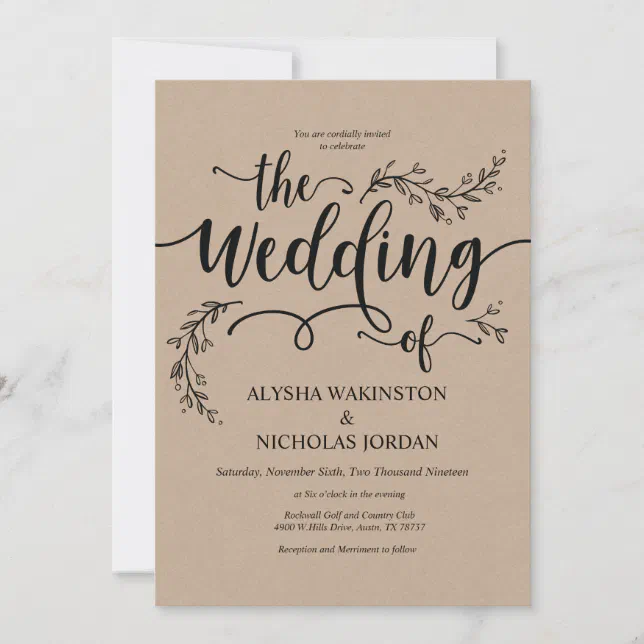 Beautiful Rustic Wedding Invitation Card | Zazzle