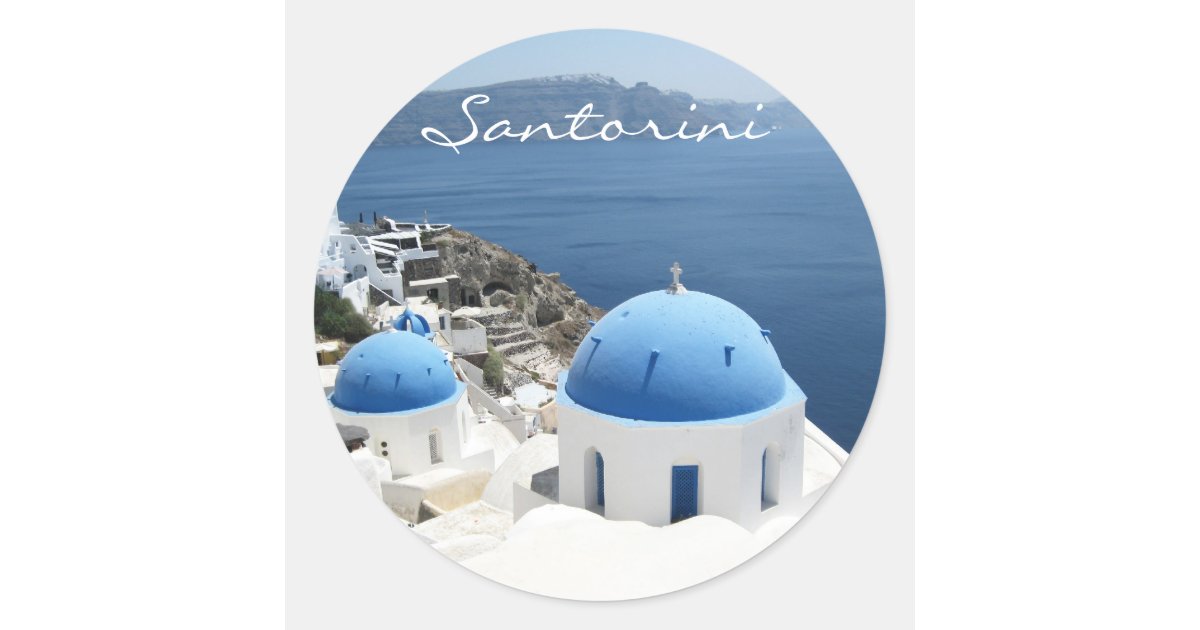 Beautiful Santorini Greece Classic Round Sticker | Zazzle