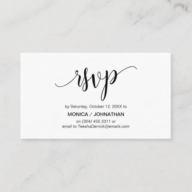 Beautiful Script, Black,Celebration RSVP respond Enclosure Card | Zazzle