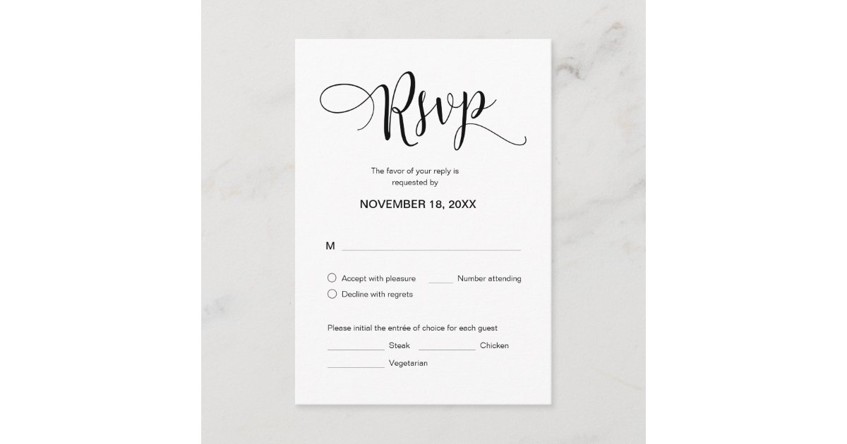 Beautiful Script, Celebration RSVP, Black, Respond Enclosure Card | Zazzle