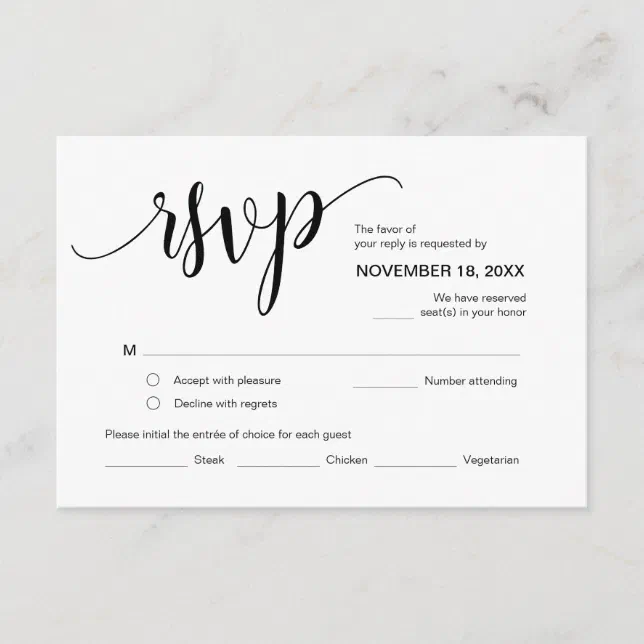 Beautiful Script, RSVP, Black, Respond Enclosure Card | Zazzle Beautiful Script, RSVP, Black, Respond Enclosure Card | Zazzle