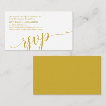 Beautiful Script, RSVP, Yellow Gold, Respond Enclosure Card | Zazzle