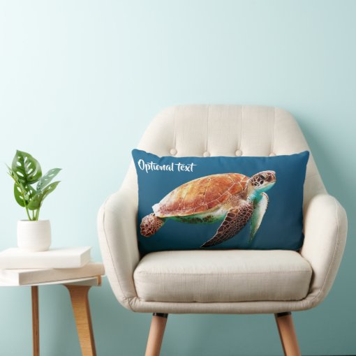 Beautiful Sea Turtle Swimming Lumbar Pillow | Zazzle