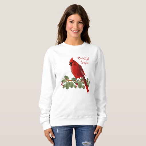 Beautiful Season Red Cardinal Bird Women's Sweatshirt | Zazzle