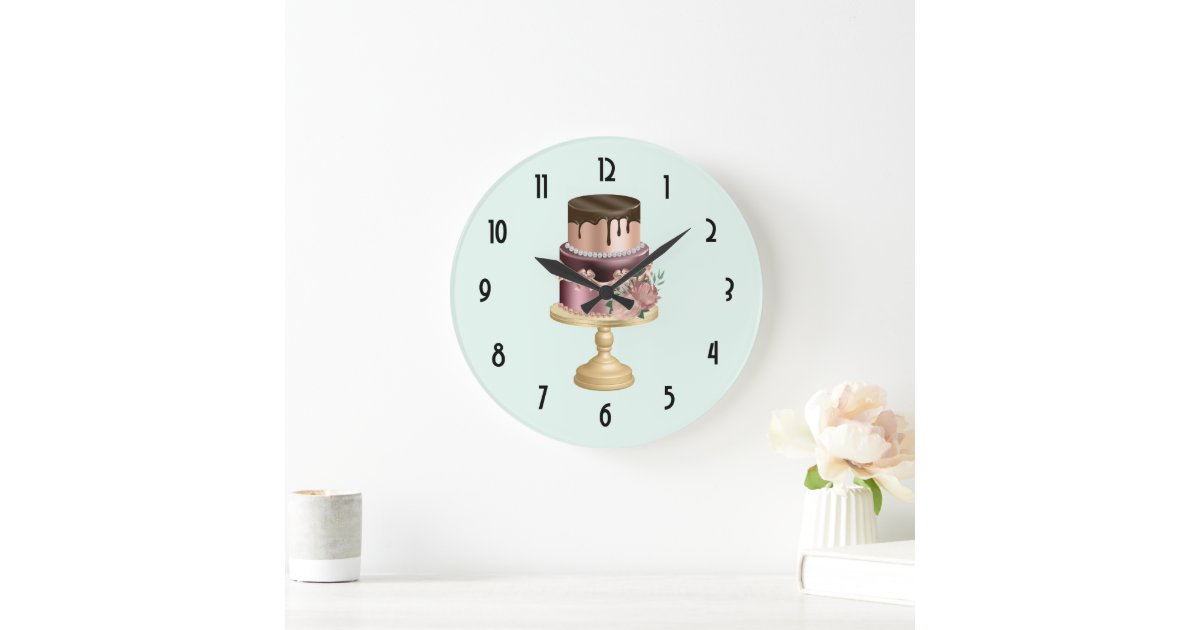 Beautiful Shiny Glam Party Cake Large Clock | Zazzle