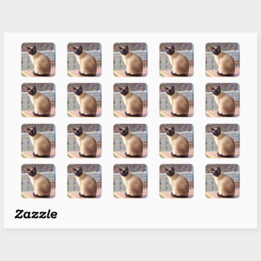Beautiful Siamese Cat with Blue Eyes Square Sticker | Zazzle