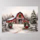 Beautiful Snowy Winter Rustic Red Barn Christmas Poster | Zazzle