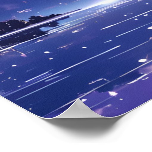 Beautiful sparkling full moon night poster | Zazzle