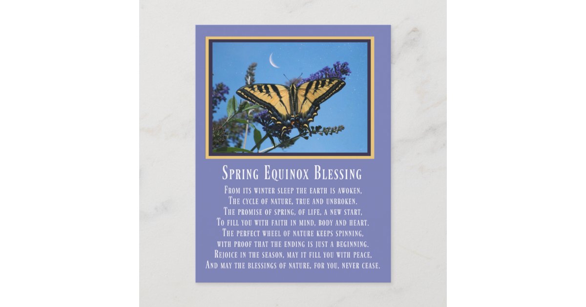 Beautiful Spring Equinox Blessing Poem Butterfly Postcard | Zazzle